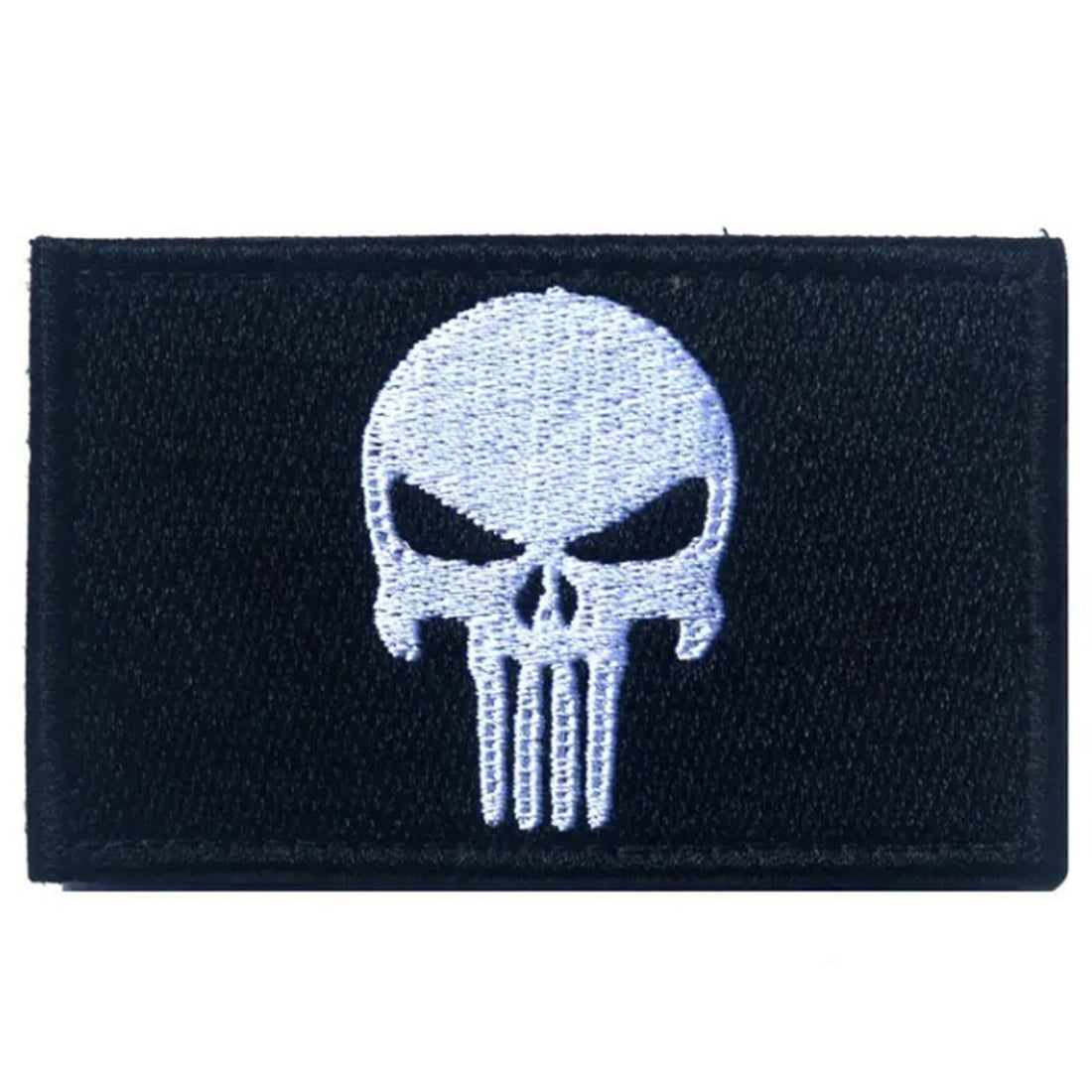 Punisher Skull White On Black Embroidery Velcro Backed Morale Patch ...
