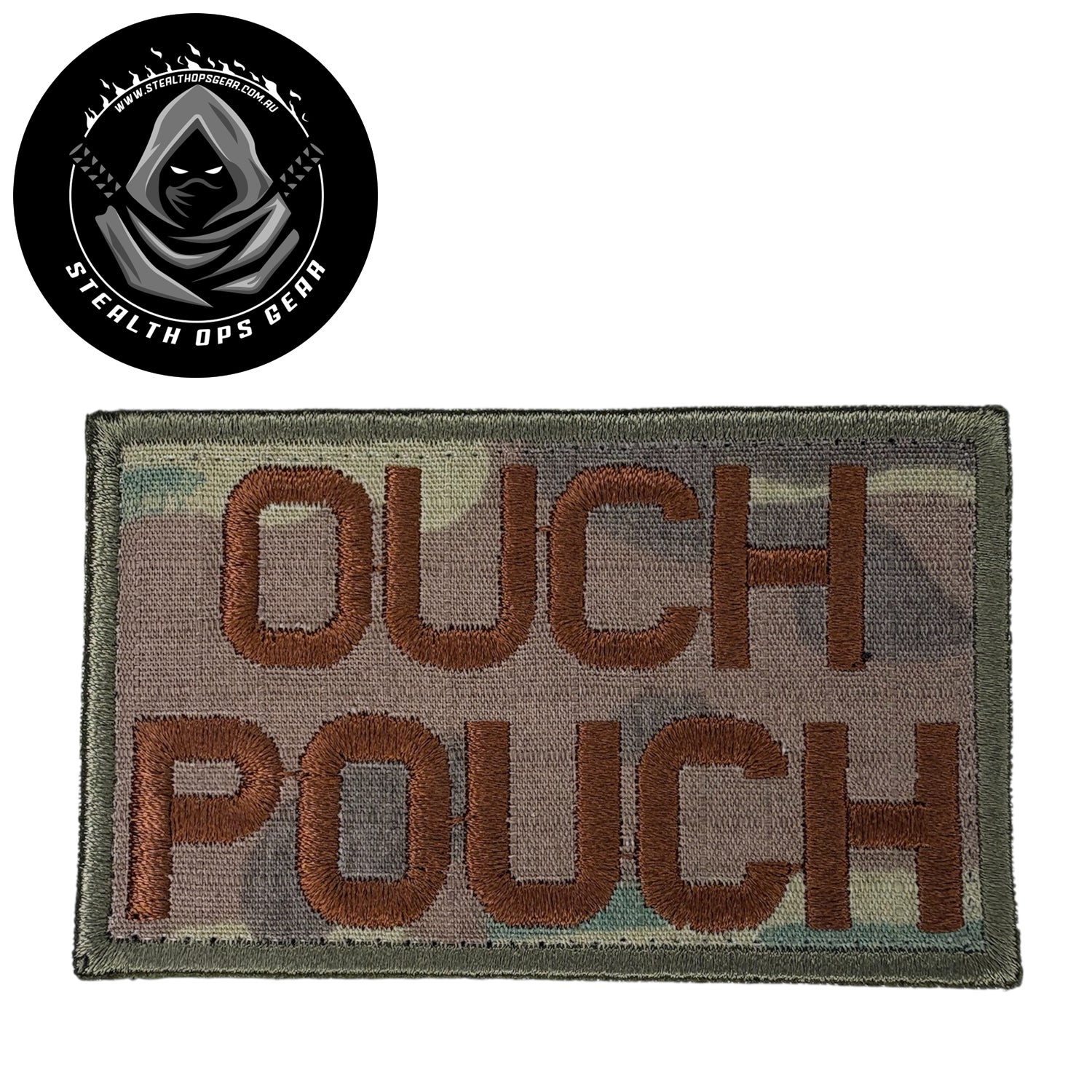 Ouch Pouch Multicam Brown Thread Embroidery Morale Patch - Stealth Ops – Defence Q Store
