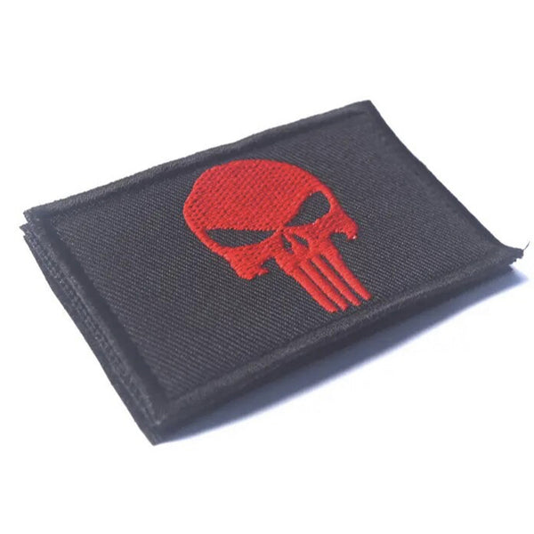 Punisher Skull Red On Black Embroidery Velcro Backed Morale Patch ...